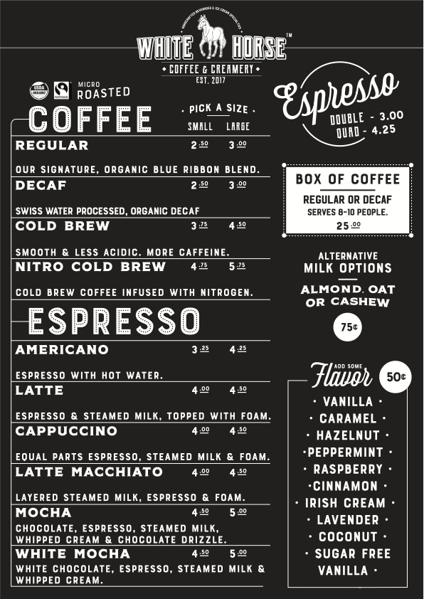 White Horse Coffee & Creamery – White Horse Coffee Roasters